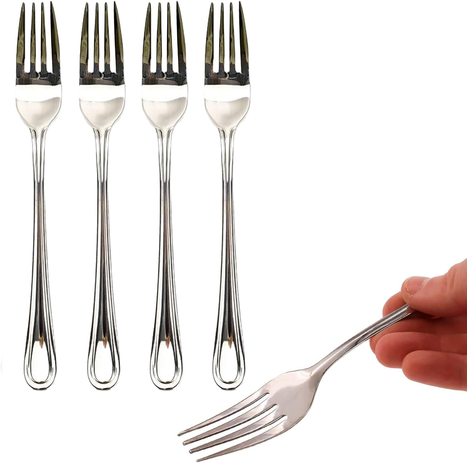 4 Stainless Steel Forks - 18cm, Dishwasher Safe, Lightweight Perfect ...