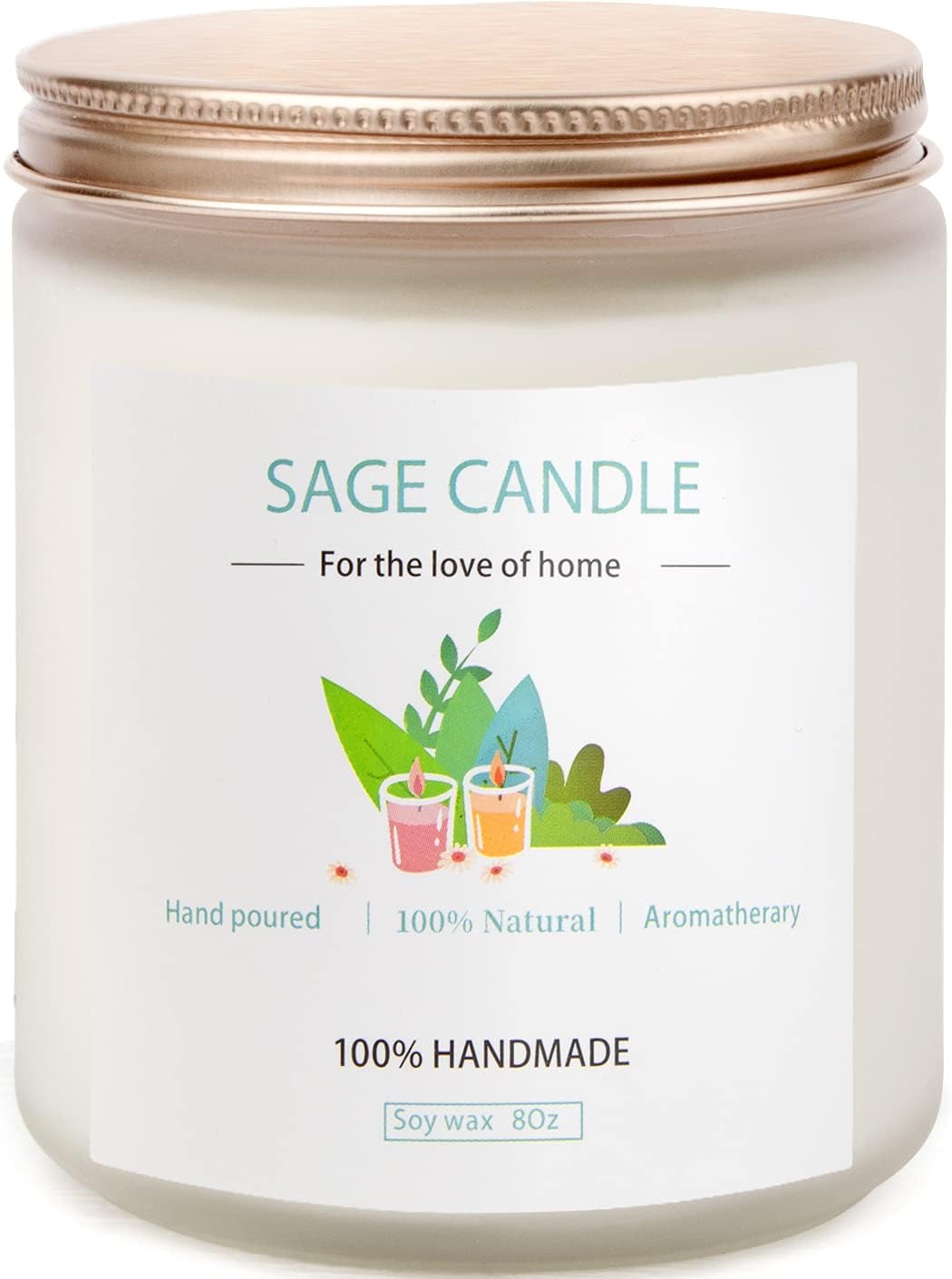 Amazon.com: JUNIPERMIST Sage Candle w/White Sage Leaf (6 Oz) - for ...