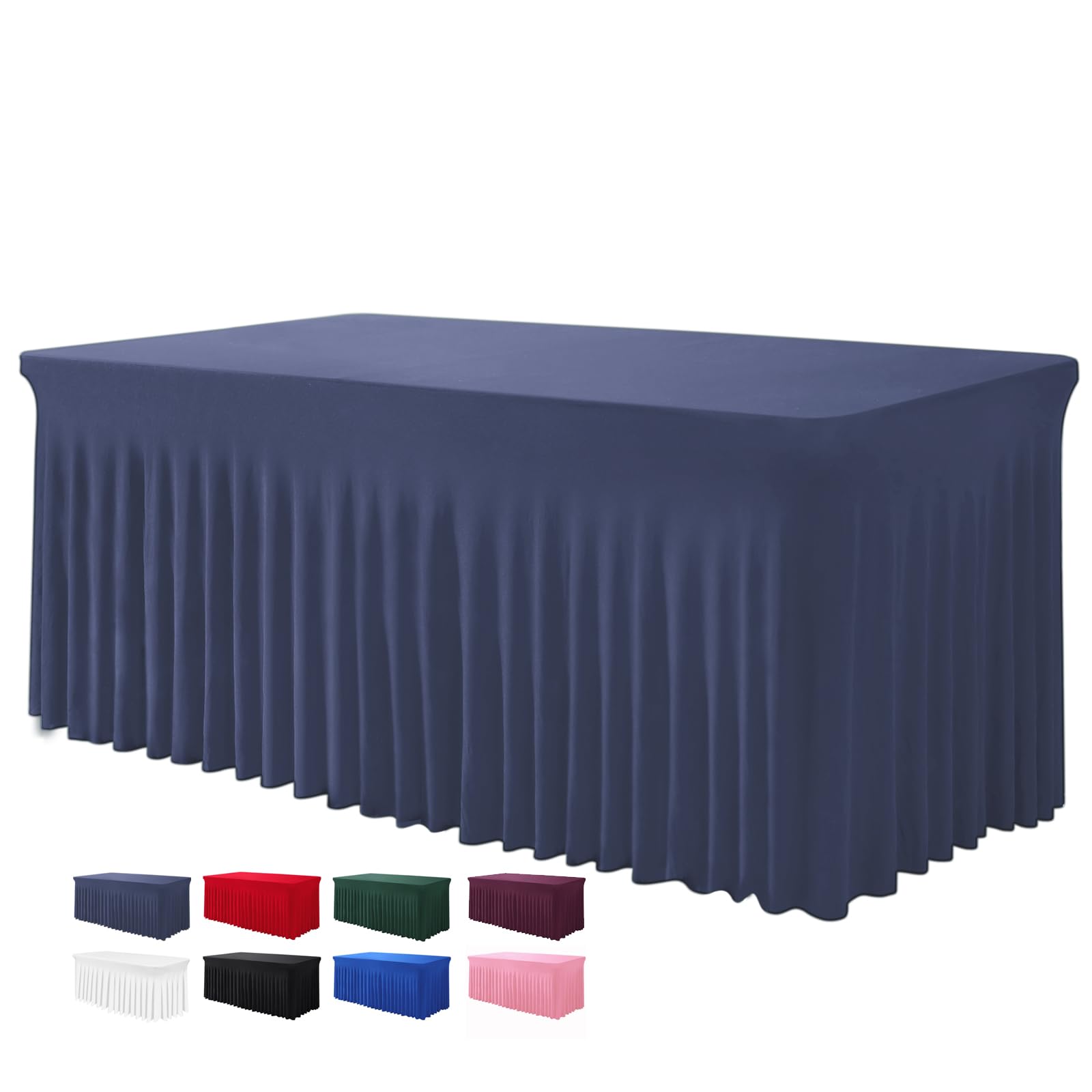 Amazon.com: BDDC Table Skirts for Rectangle Tables 8ft - One-Piece Navy ...