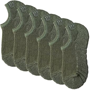 No Show Socks For Men, Cotton Invisible Socks (6 PACK), Army Green, One ...