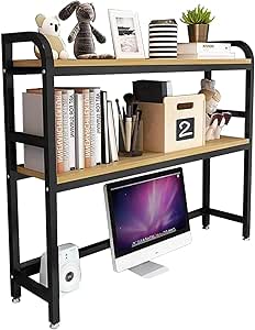 Amazon.com: 2-Tier Desktop Bookshelf for Computer Desk - Adjustable ...