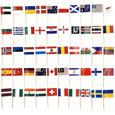 evelay World Flags Cocktail Sticks International and Ethnic Event Mini ...