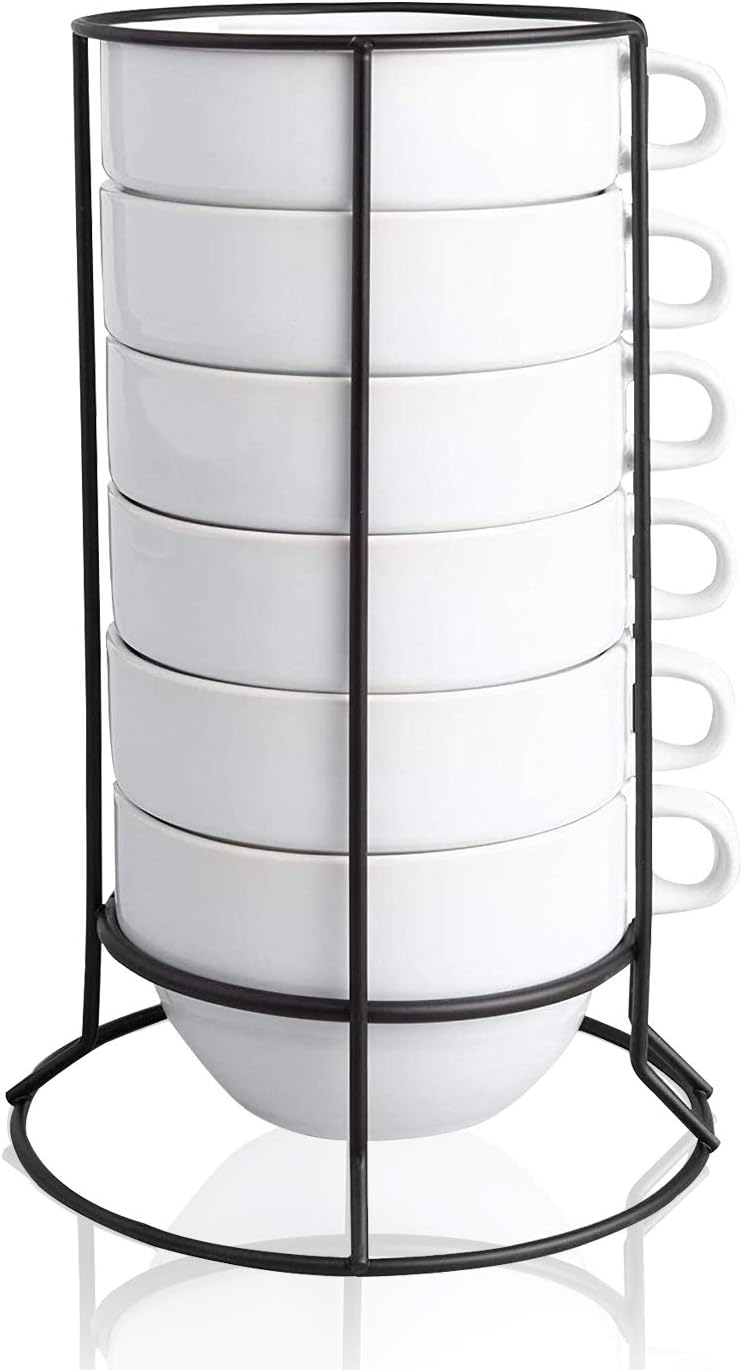 Amazon.com | World Market White Stackable Jumbo Coffee Mugs - Espresso ...