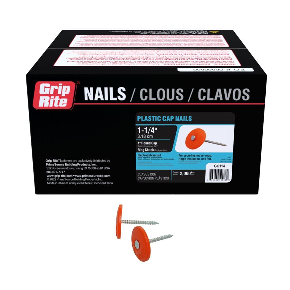 Grip Rite, Size, No Color GC114 1-1/4-Inch Round Plastic, 2,000 Count ...