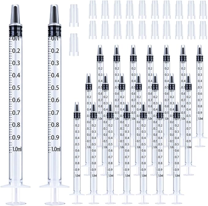 Amazon.com: 100 Pack 1ml Syringe with Cap for Liquid, 1cc Plastic Small ...