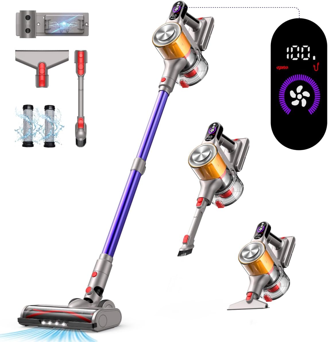 Amazon.com - Cordless Vacuum Cleaner, 550W/45KPA Self-Standing Vacuum ...