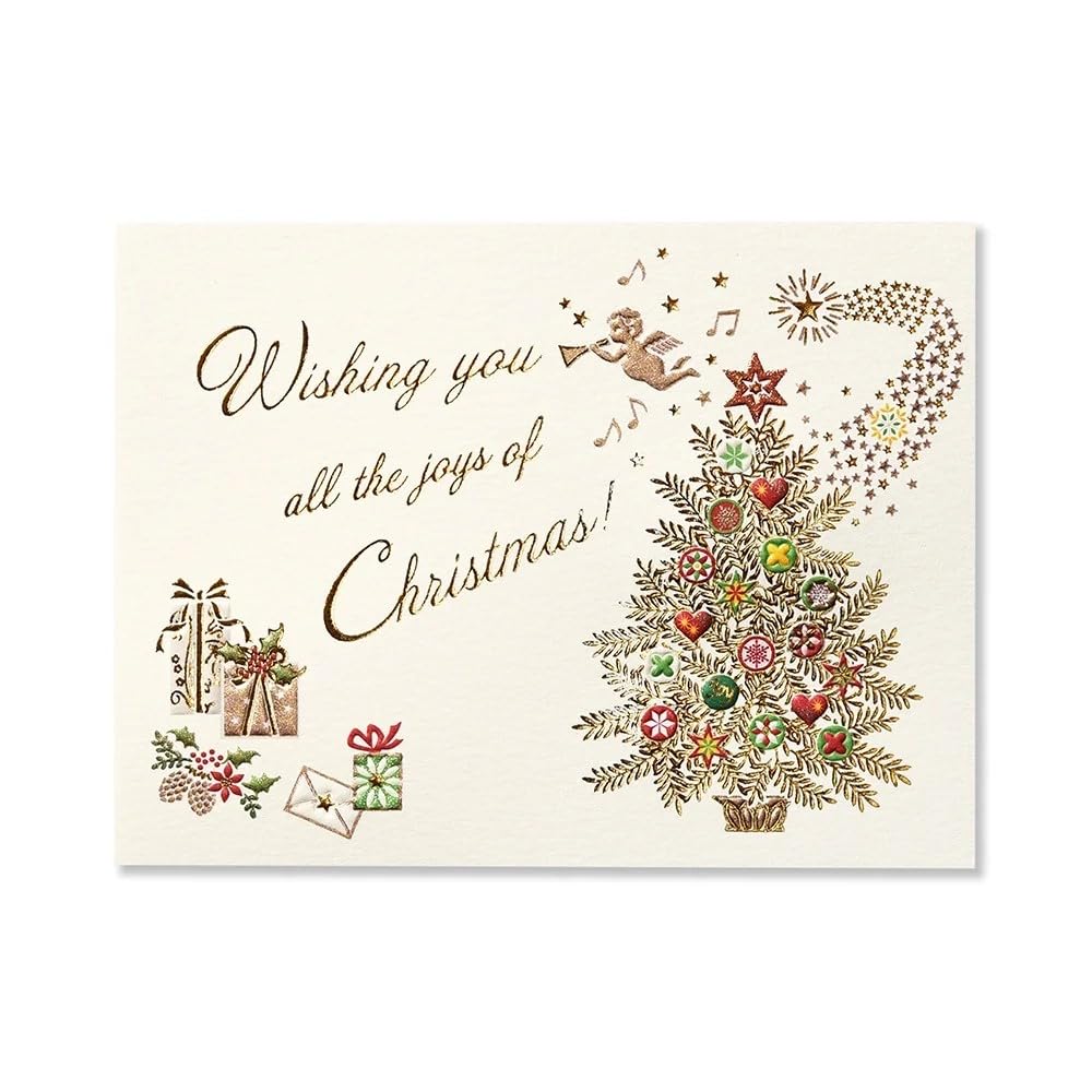 Amazon | G.C.PRESS ふみ揃え便箋 メリークリスマス ゴールド｜78×105mm 2柄8枚入り [083-13] | 便せん | 文房具・オフィス用品