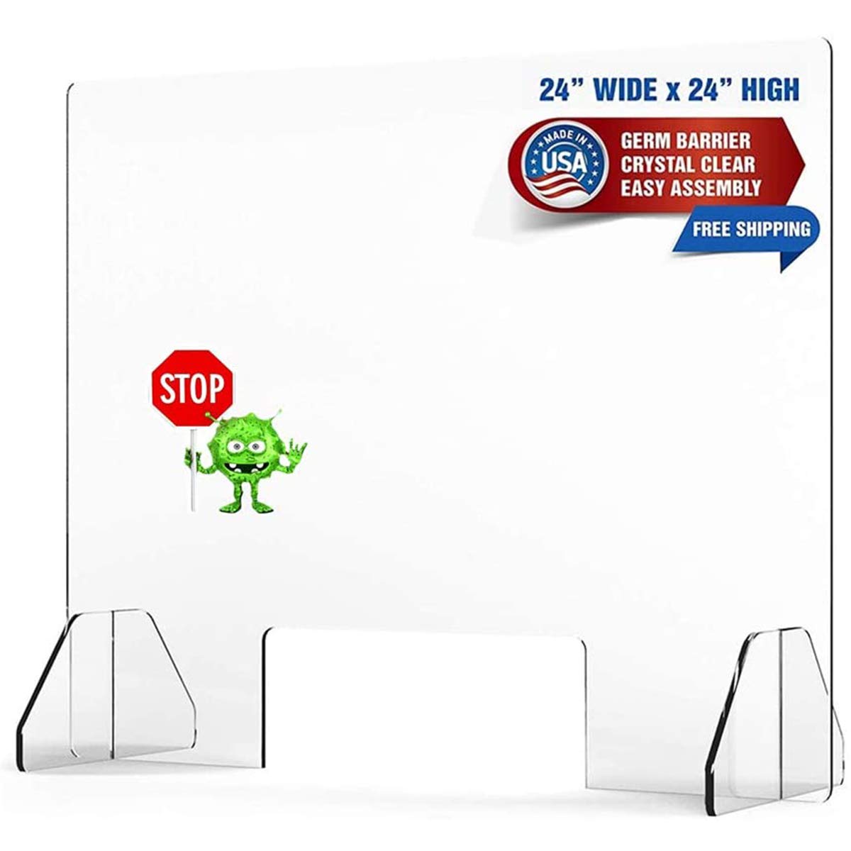 Buy NXW Plexiglass Sneeze Guard for Counter And Desk, Freestanding ...