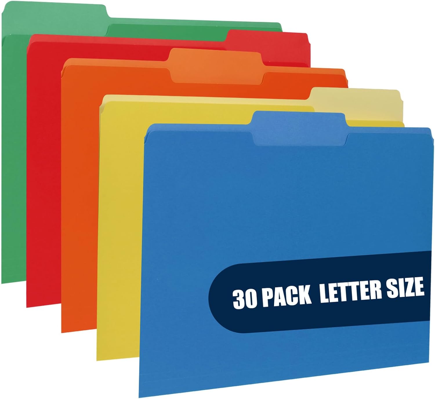 30 Pack File Folder Letter Size Colored File Folders Manila 1/3-Cut Tab ...