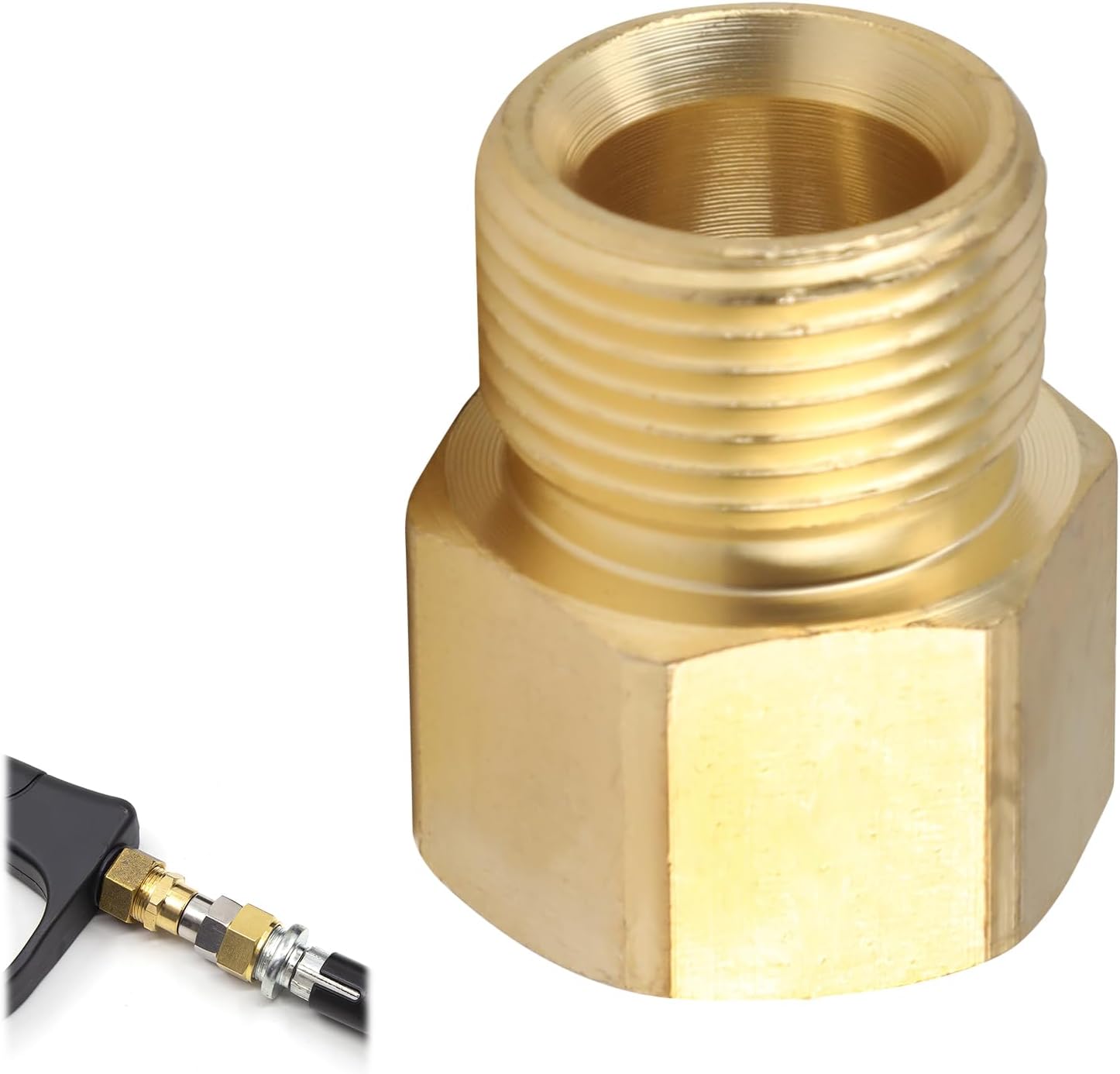 22mm to 15mm Reducer Brass High Pressure Washer Coupler Metric M22 15mm ...