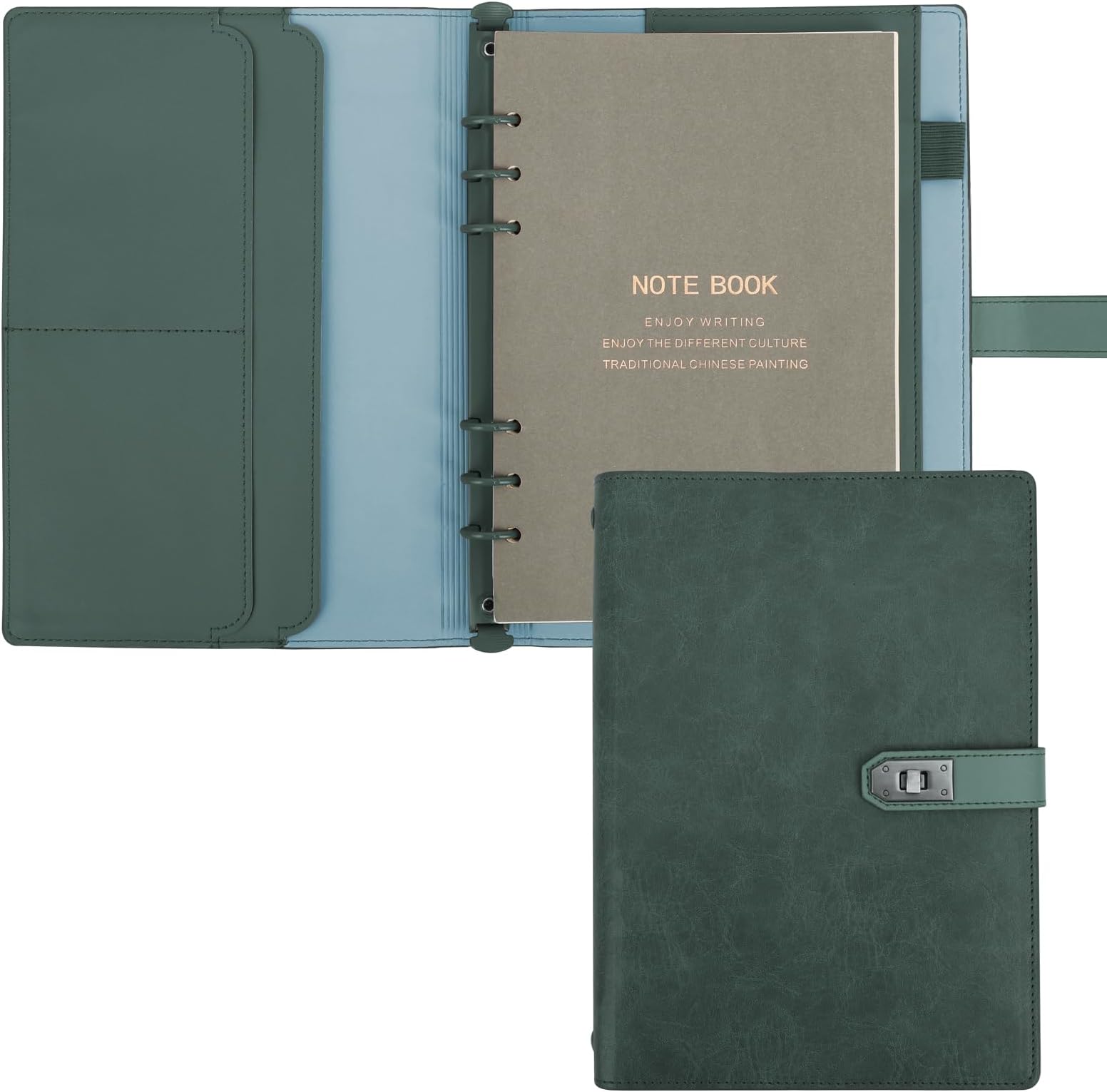 Amazon.com : Refillable A5 Leather Binder Notebook - 160 Pages Thick ...