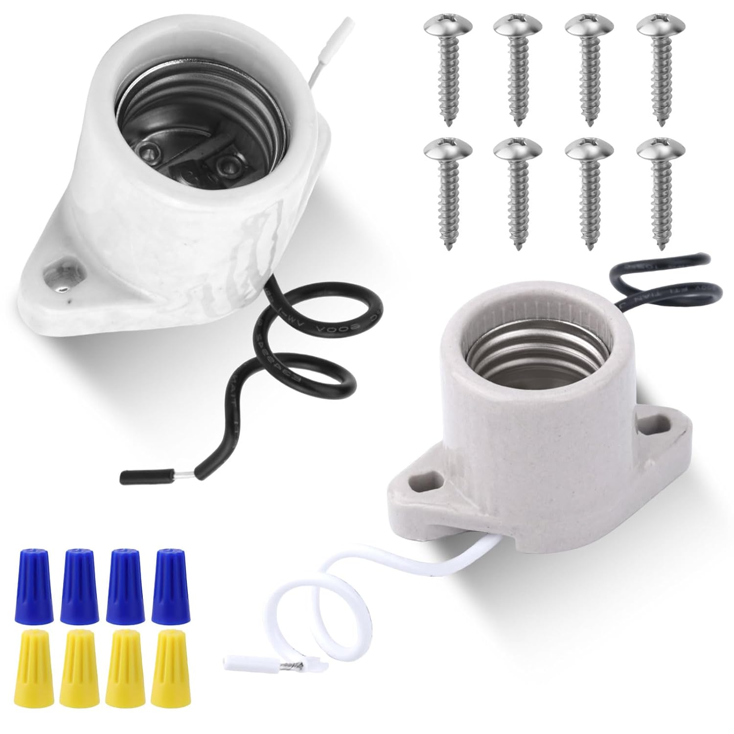 4pcs Porcelain Lamp Socket, E26 Medium Base Light Bulb Socket with 6 ...