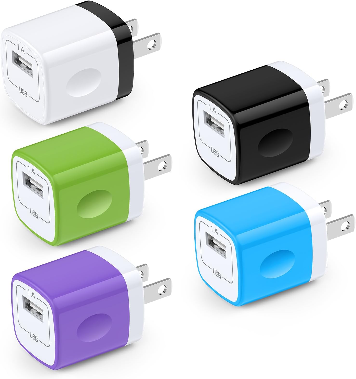 Amazon.com: USB Wall Adapter,Charger Cubes,5Pack 1A Travel Single Port ...
