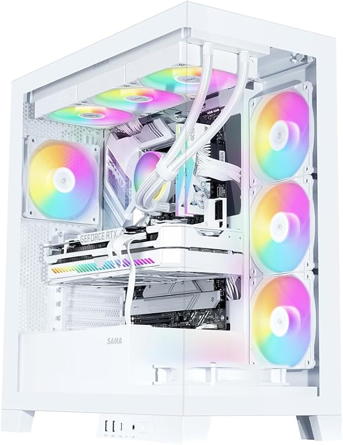 Amazon.com: SAMA V50 Mid Tower Gaming PC Case with Dual Tempered Glass ...