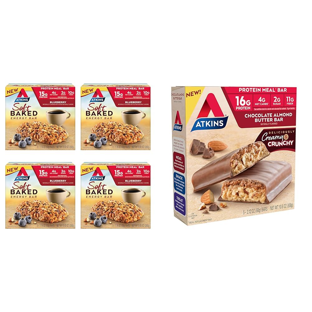 Amazon.com: Atkins Soft Baked Energy Bars, Blueberry, 15g Protein,2g ...