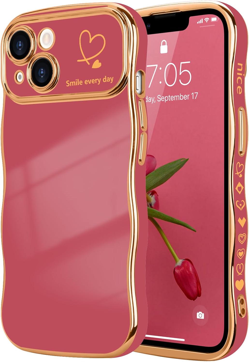 Amazon.com: LCHULLE for iPhone 14 Case for Women Girls, Cute Wave Frame ...