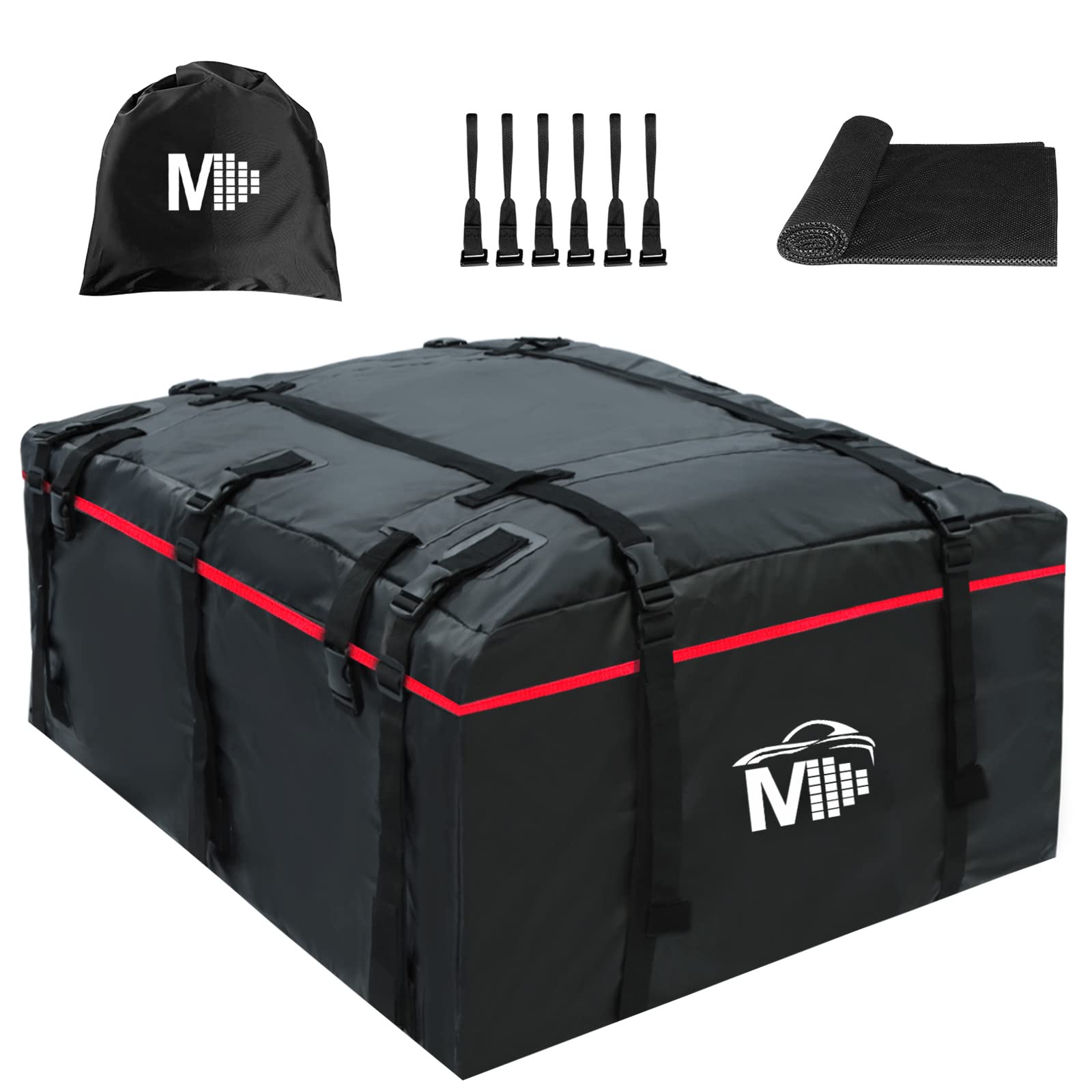 Waterproof Car Roof Bag Cargo Carrier Red, 900D 15 Cubic Feet Luggage ...