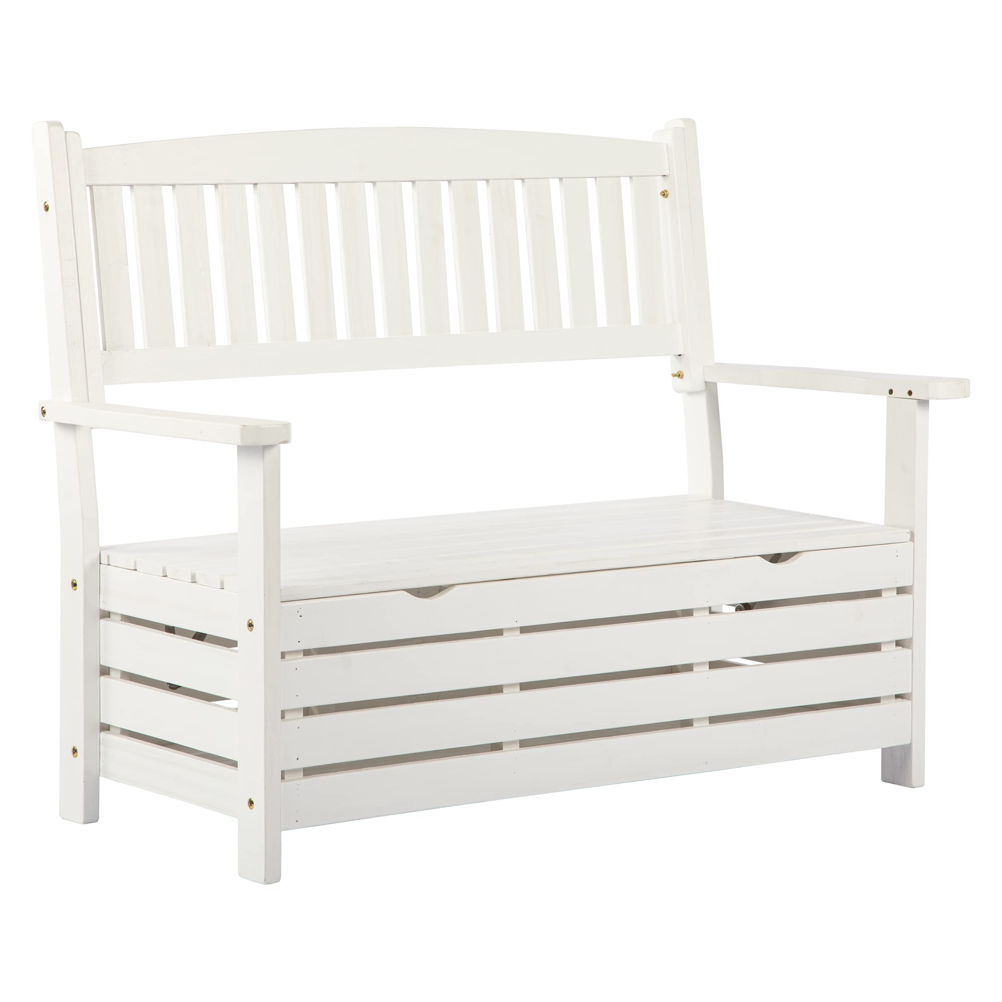 yuvnfow Wooden Outdoor Storage Bench Large Deck Box Entryway Storage ...