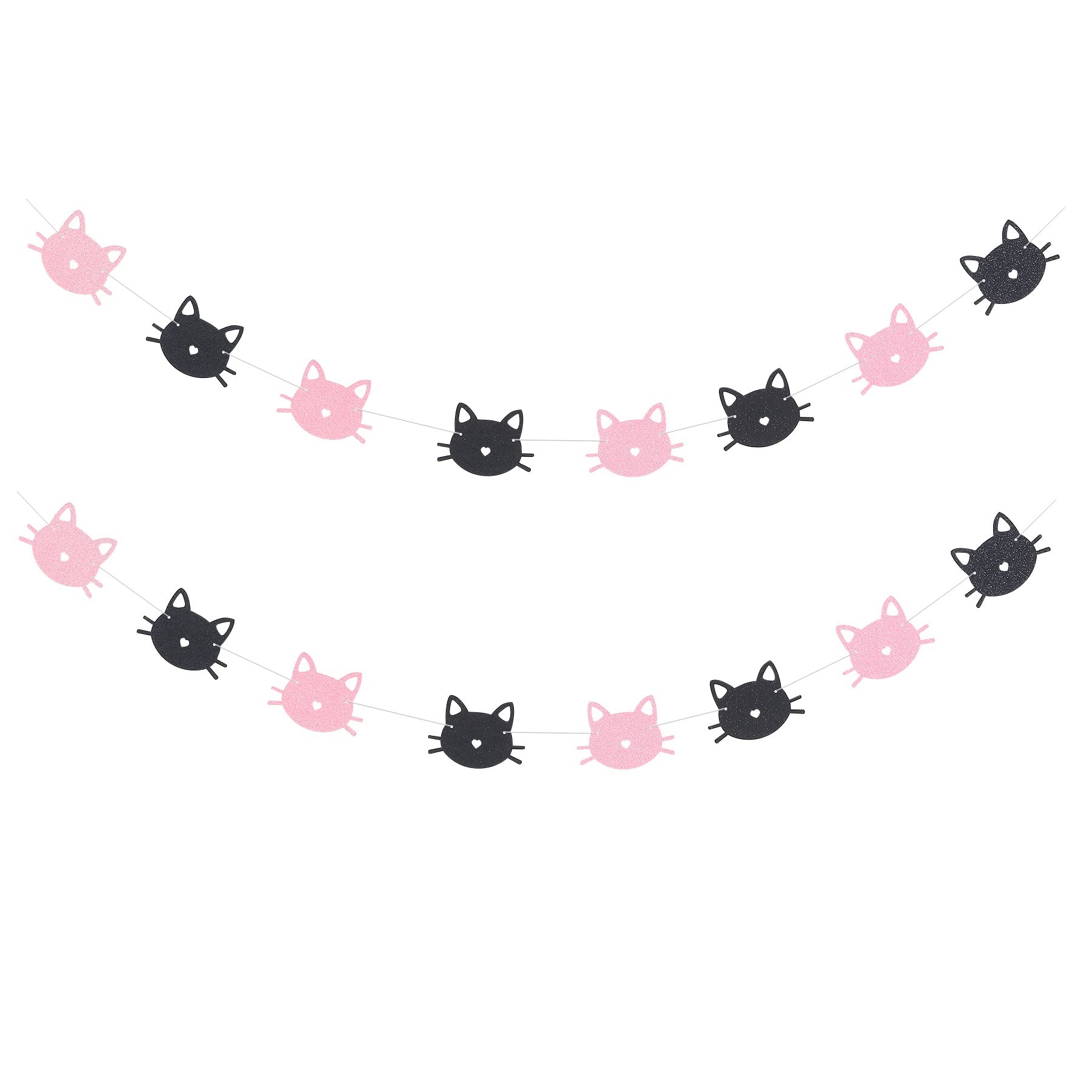 Amazon.com: Glitter Pink and black Cat Banner for Pet Theme Party Baby ...