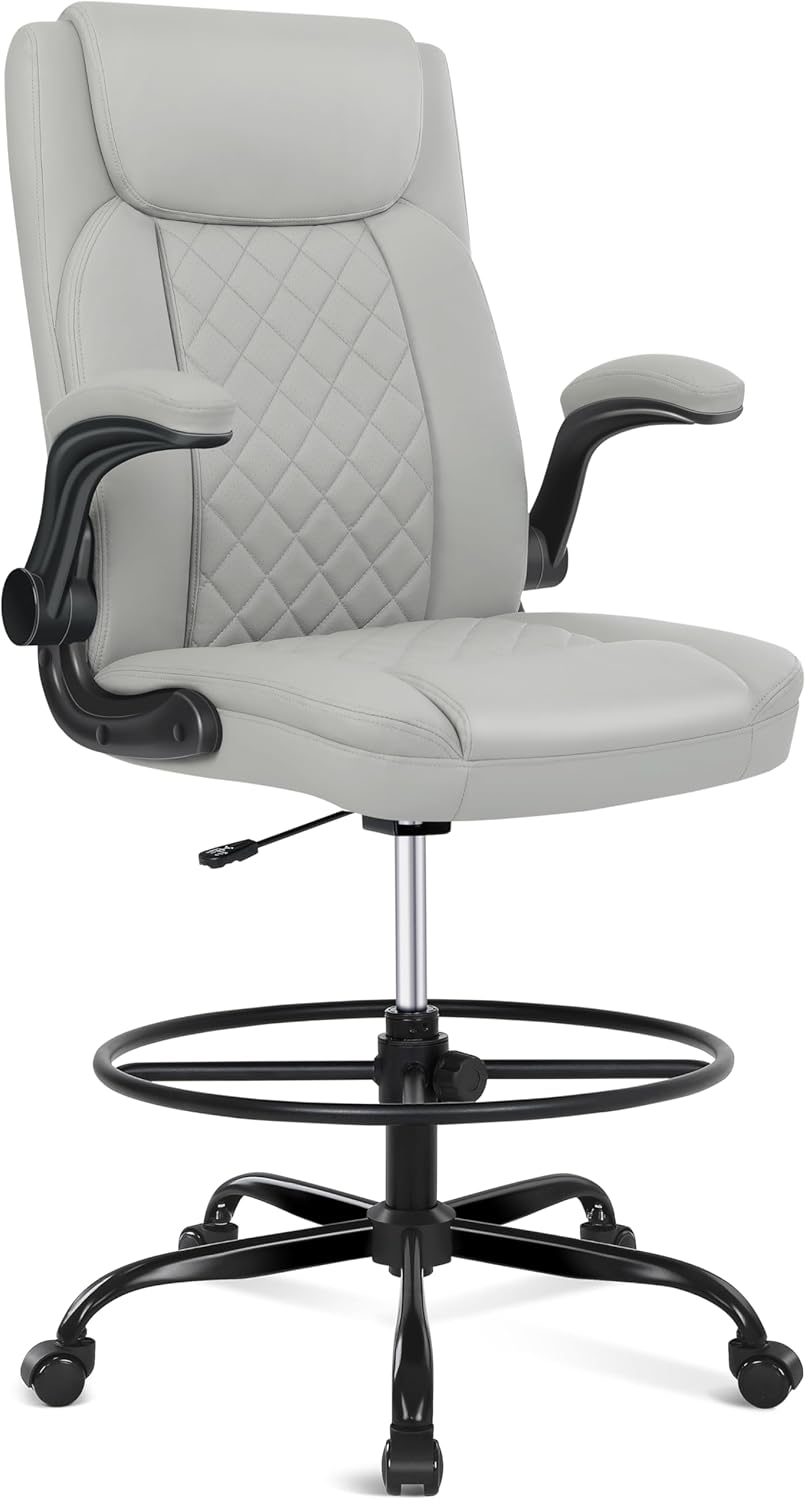 Amazon.com: Misolant Leather Drafting Chair, Tall Office Chair for ...