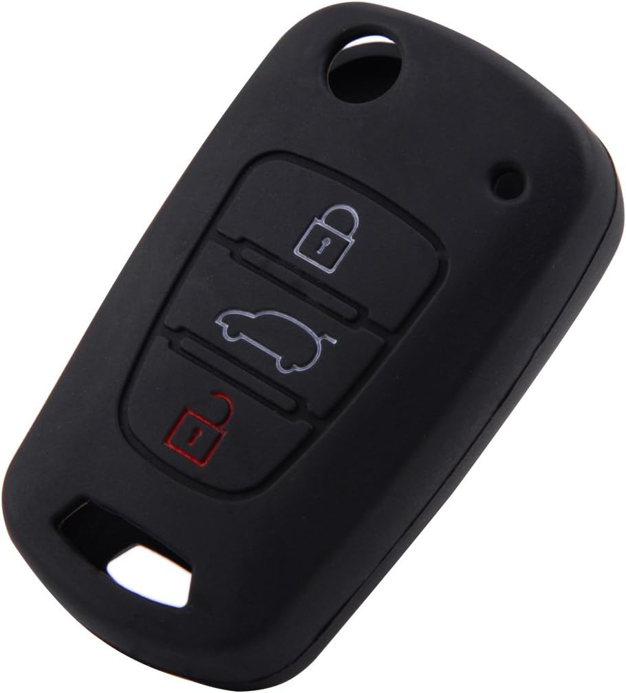 Amazon.com: beler Black 3 Buttons Silicone Car Flip Remote Key Cover ...