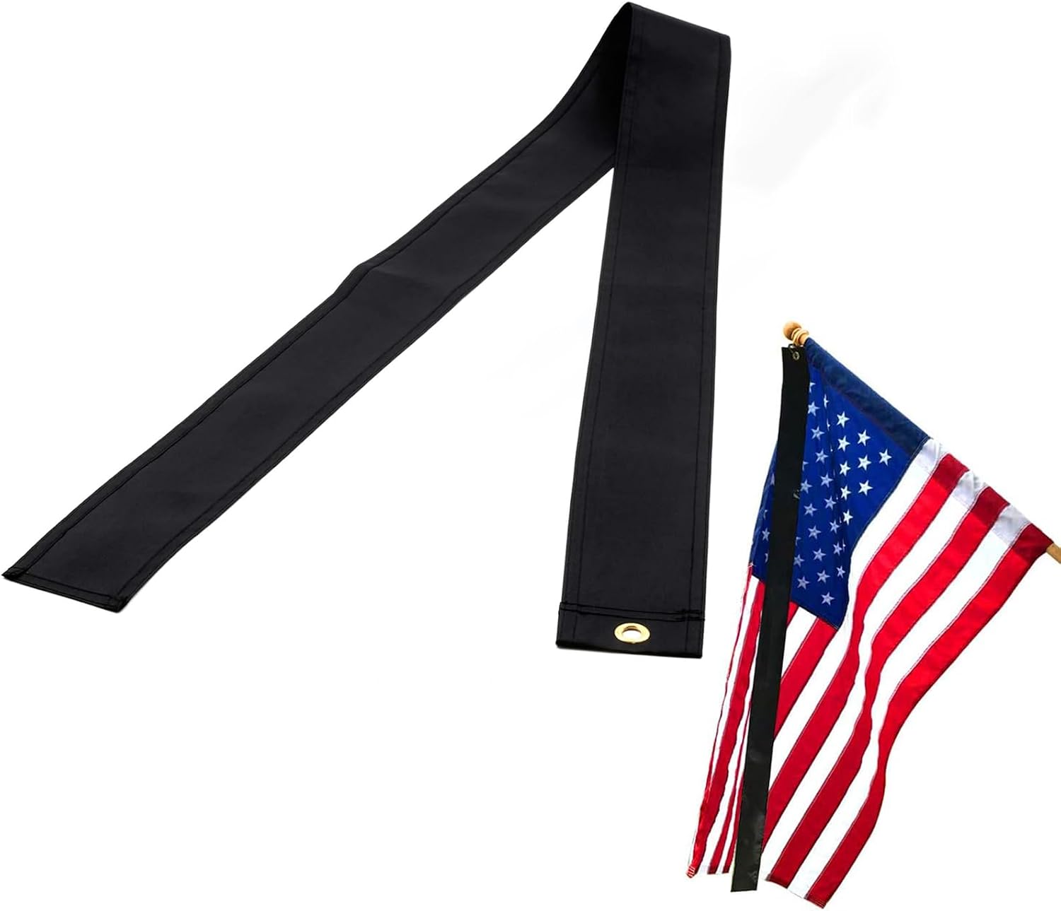 Amazon.com : FRF FLAG 5 FT x 2.75 Inch Black Mourning Streamer - Double ...