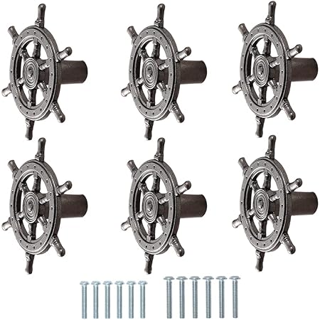 Kyien Pack of 8 Retro Nautical Ship Rudder Wheel Cabinet Knobs Drawer ...