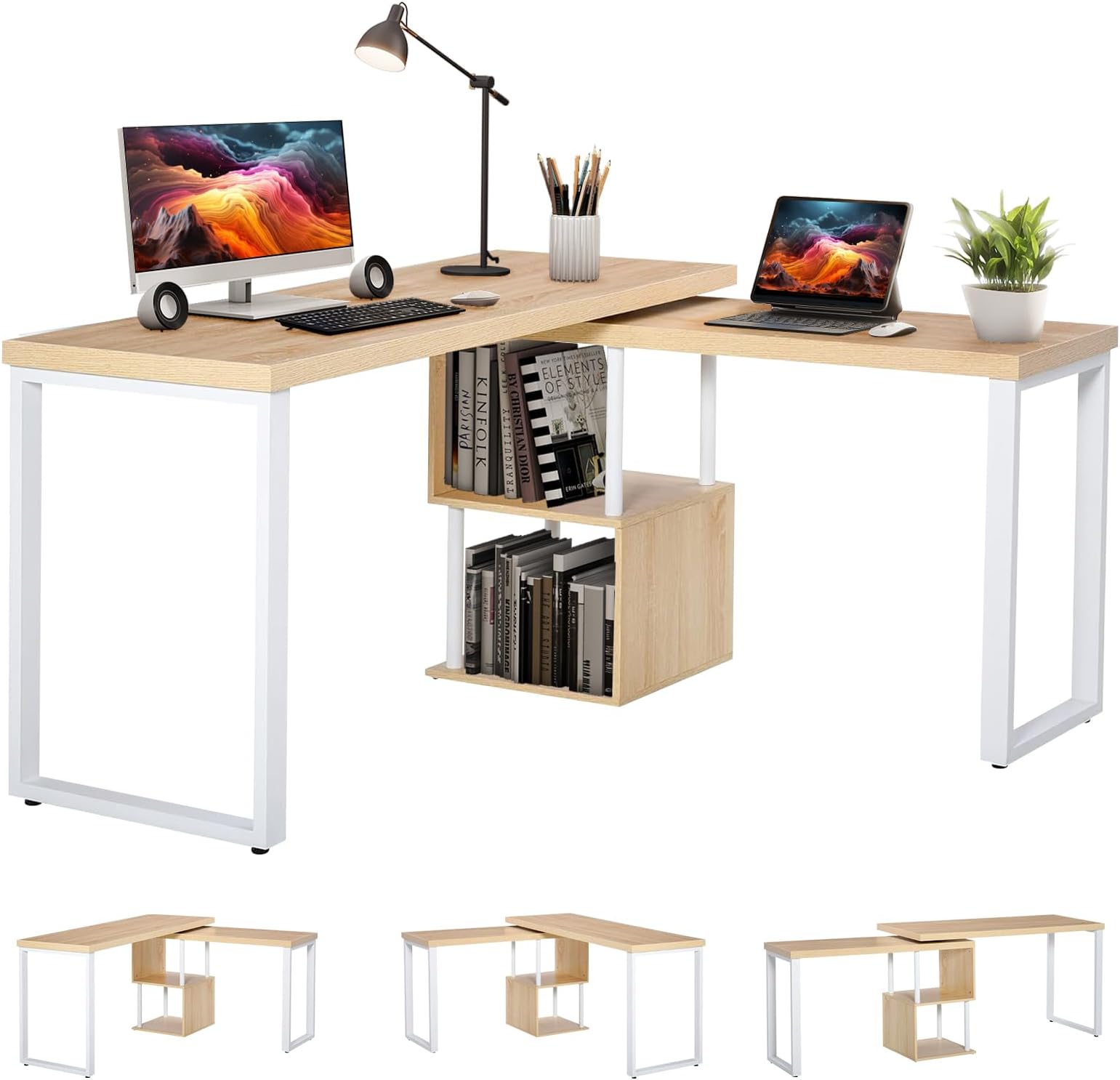 Amazon.com: Airdown 55 Inch Reversible L Shaped Home Office Computer ...