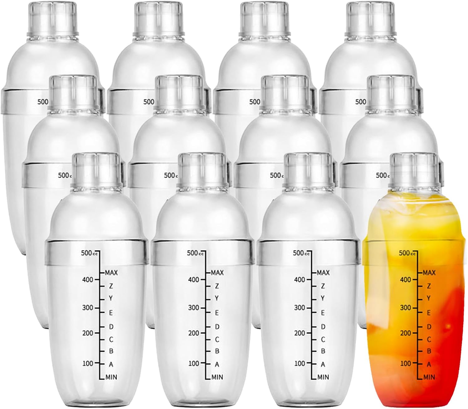 Amazon.com: 12 Pcs Plastic Cocktail Shaker with Scale and Strainer Top ...