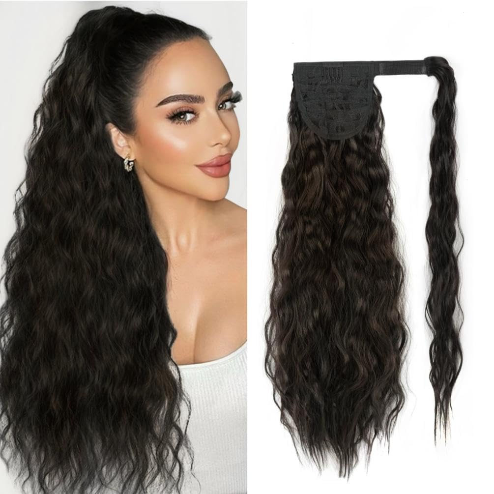 Amazon.com : tonebesift Long Corn Wave Ponytail Extension 22inch Clip ...