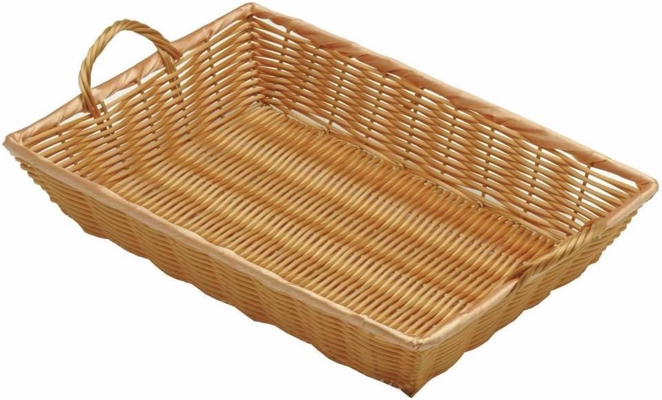 Cesta de mimbre de color natural rectangular con asas, 16 pulgadas de largo x 11 pulgadas de ...