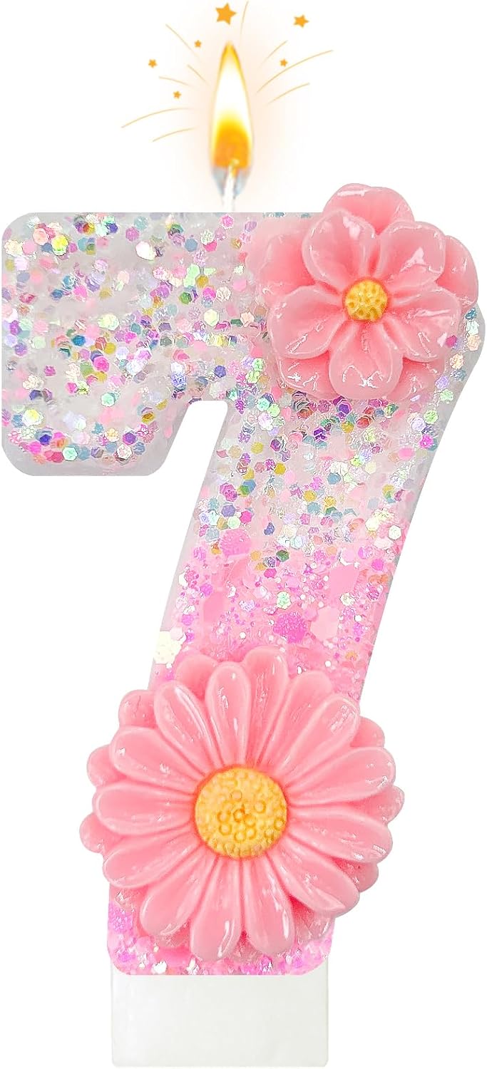 Amazon.com: Flower Birthday Candles,Number Candles for Cake Topper ...