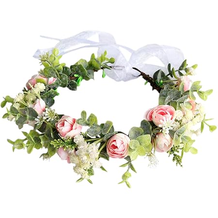 Amazon.com: AWAYTR Leaf Flower Crown Garland Headpiece - Handmade Hair ...