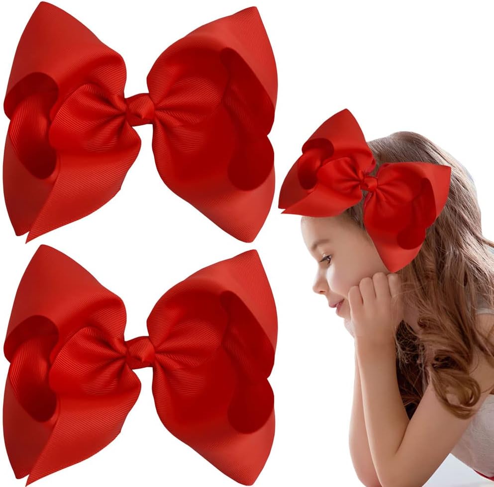 Amazon.com : SALOCY Hair Bows Clips, 2 PCS 8 Inch (20CM) Grosgrain ...