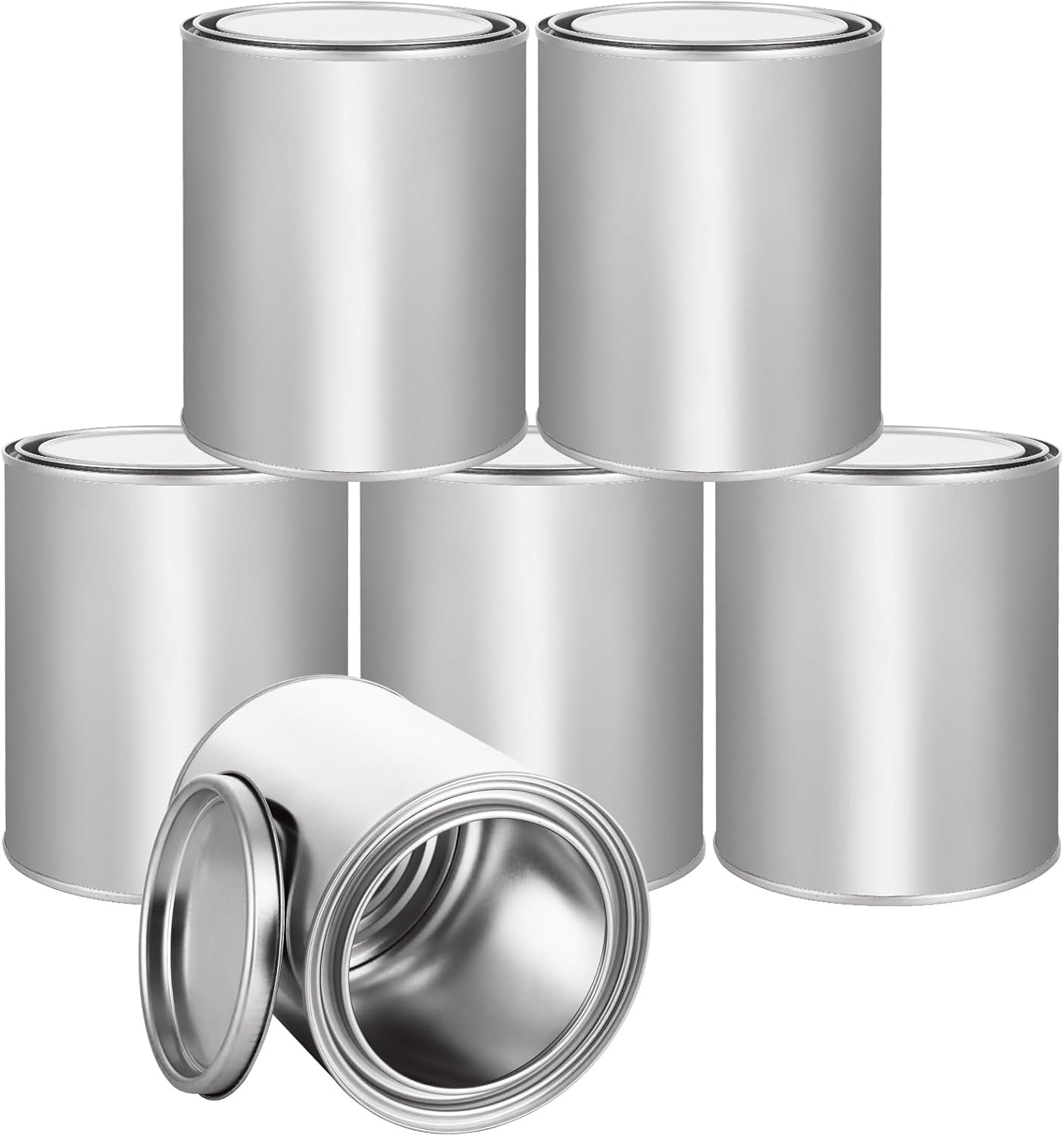 GBACHOOSE 6 Pack Metal Paint Cans with lid, 1 Litre Empty Unlined Paint ...