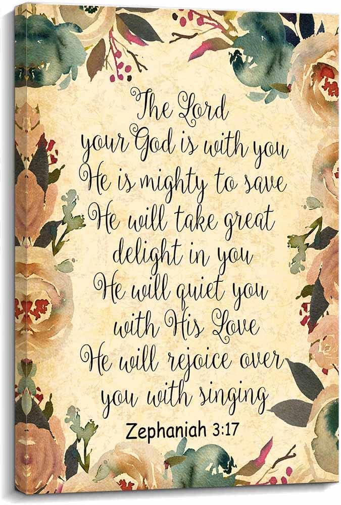 Amazon.com: Zephaniah 3 17 Bible Verse Wall Art Bible Posters for Home ...