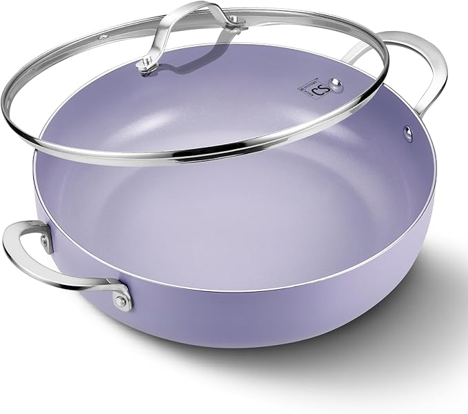 Amazon.com: KOCH SYSTEME CS Saute Pan with Lid, 12 Inch Deep Frying Pan ...