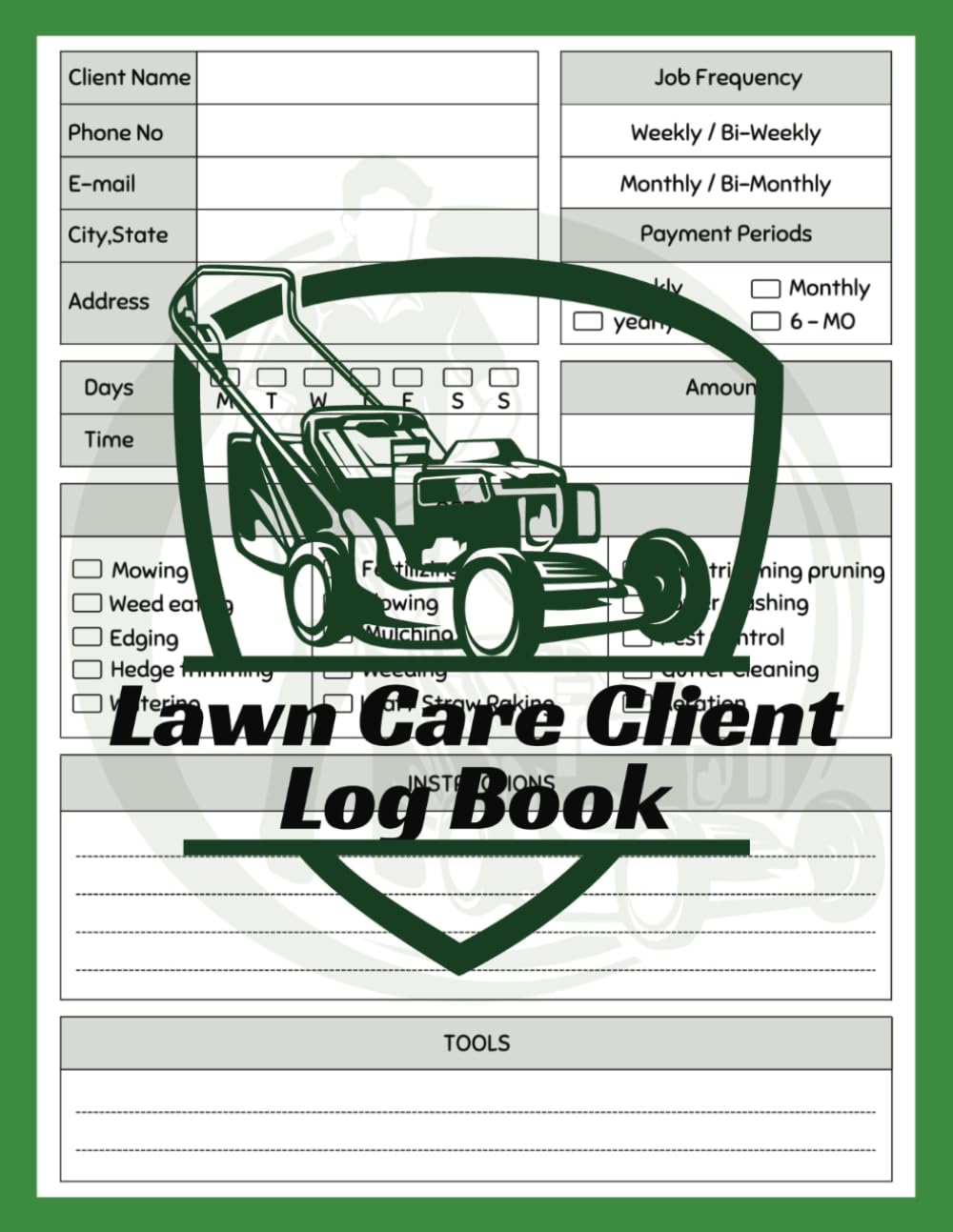 Amazon.com: Lawn Care Client Log Book: Lawn Mowing Service/Business ...