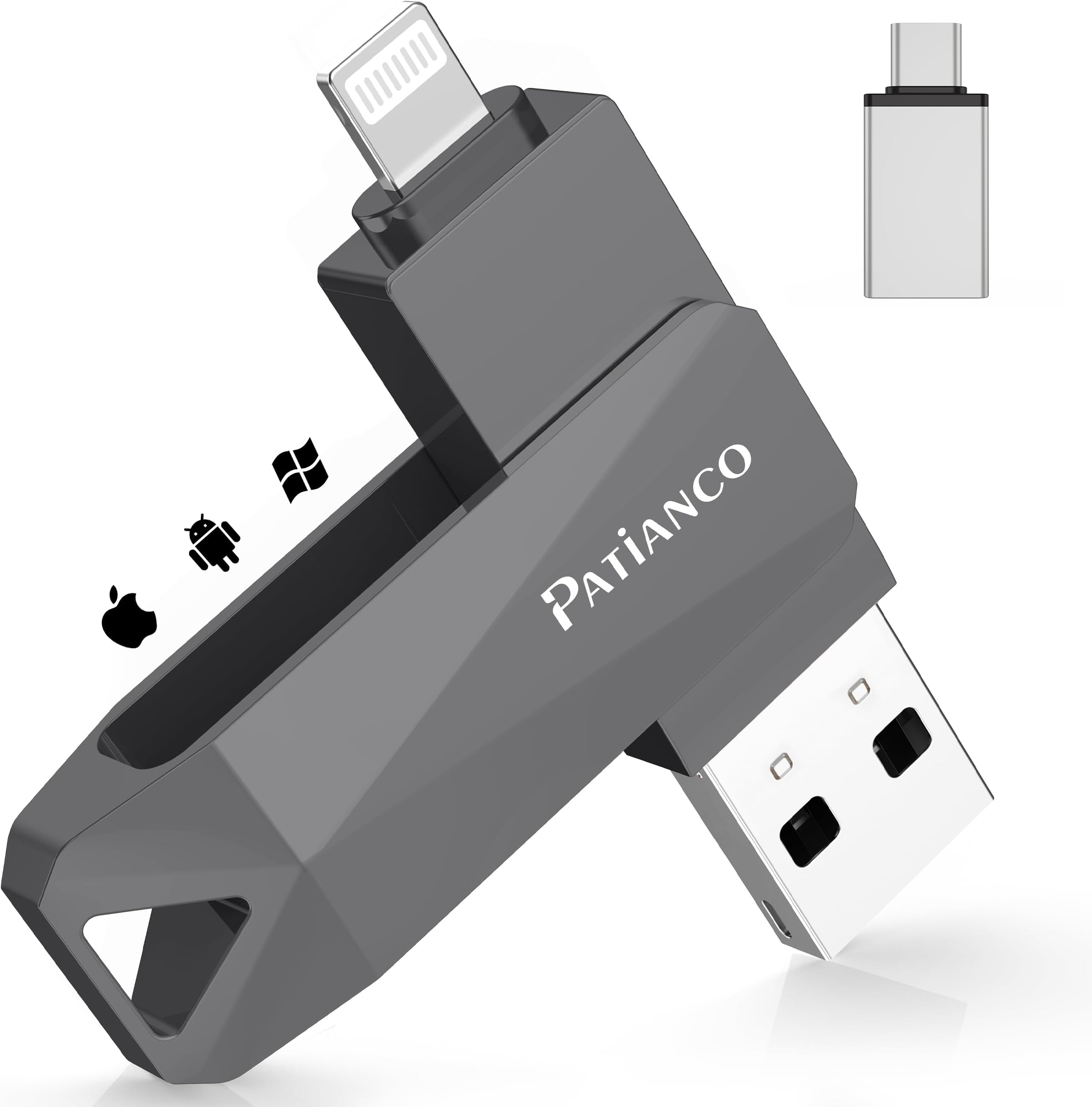 Patianco Chiavetta USB per iPhone 256GB [MFi Certified] USB 3.0 ...