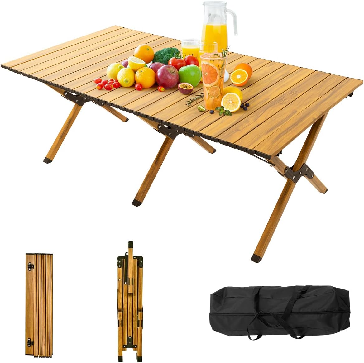 Amazon.com : Folding Camping Table, 4ft Low Height Portable Folding Travel Camping Table for ...