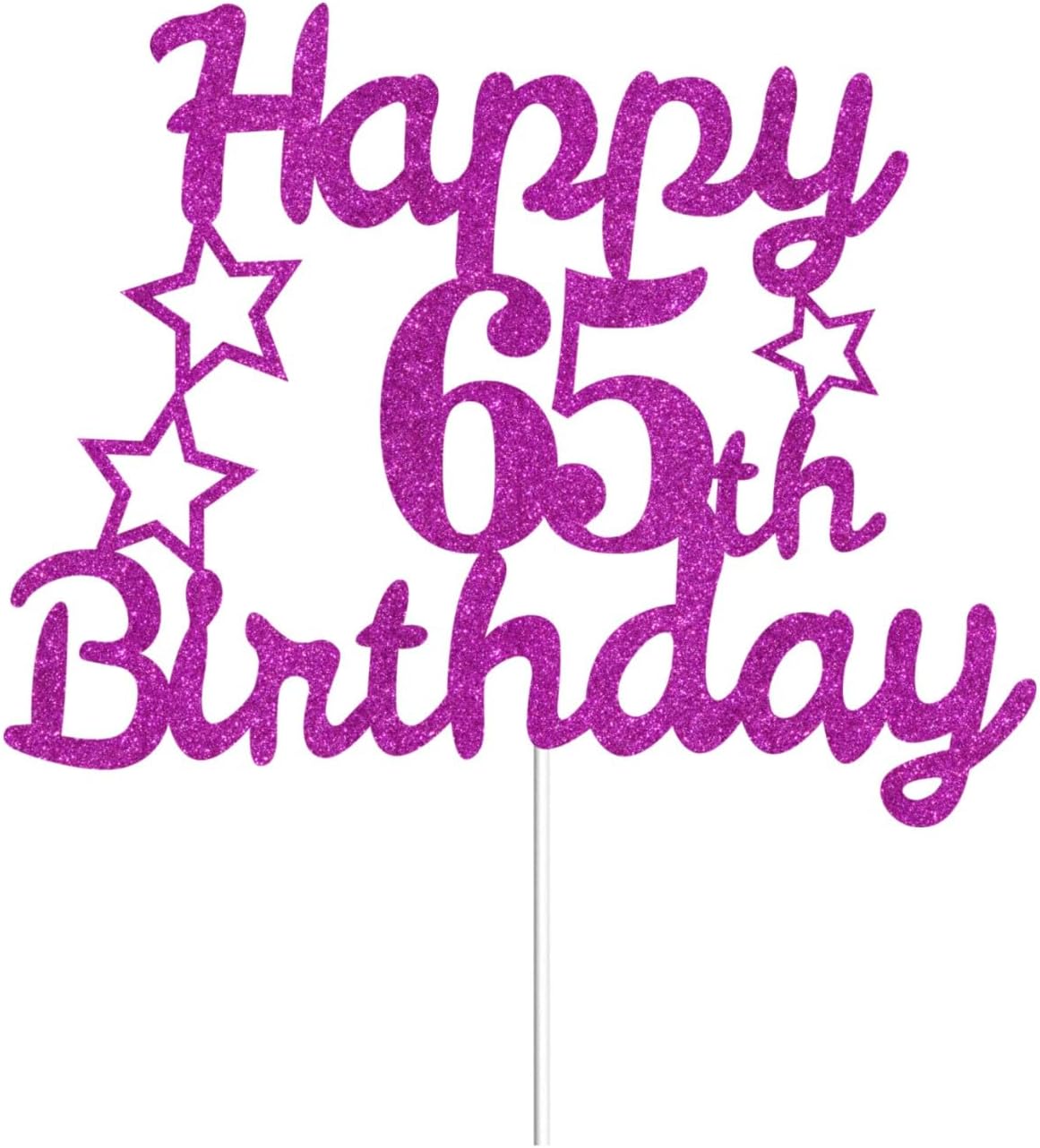 Amazon.com: Happy 65th Birthday Cake Toppers Purple Glitter, Cheers to ...