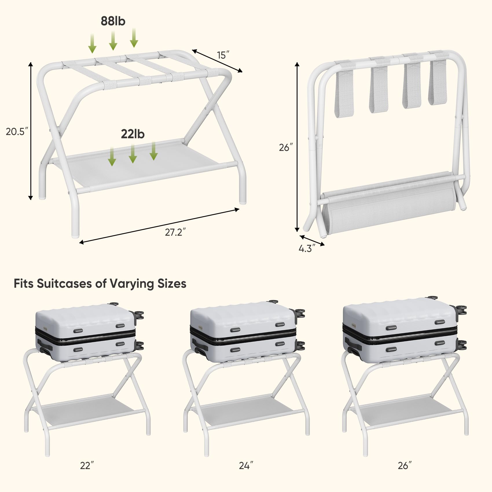 Snapklik.com : Smart FENDEE Luggage Rack Pack Of 2, Folding Suitcase Stand