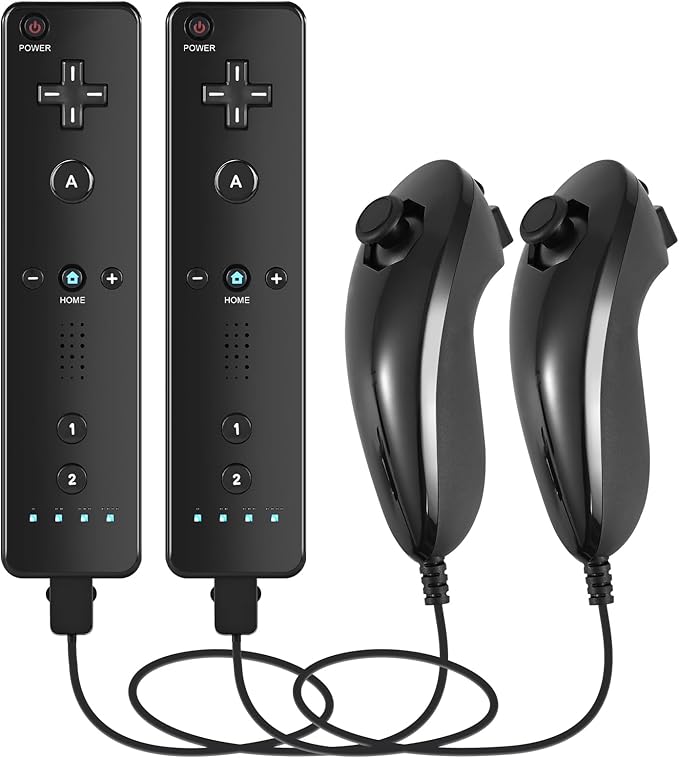 Hiyuky Wii Controller 2 Pack with 2 Nunchucks,Wii Remote for Wii/Wii U ...