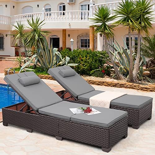 Amazon.com: Tangkula Outdoor Chaise Lounge Chair and Table Set with ...