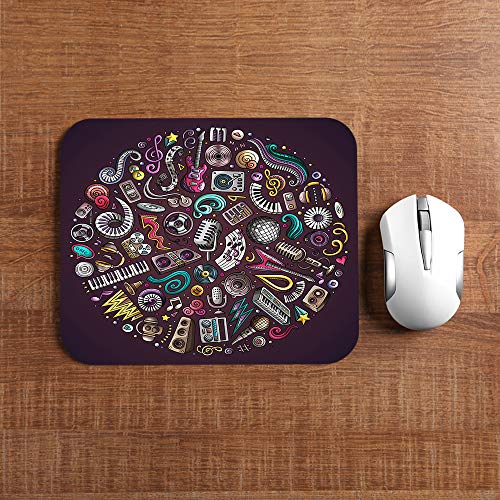 Moslion Doodle Mouse Pad Cartoon Doodle Music Instrument Disco Cassette ...