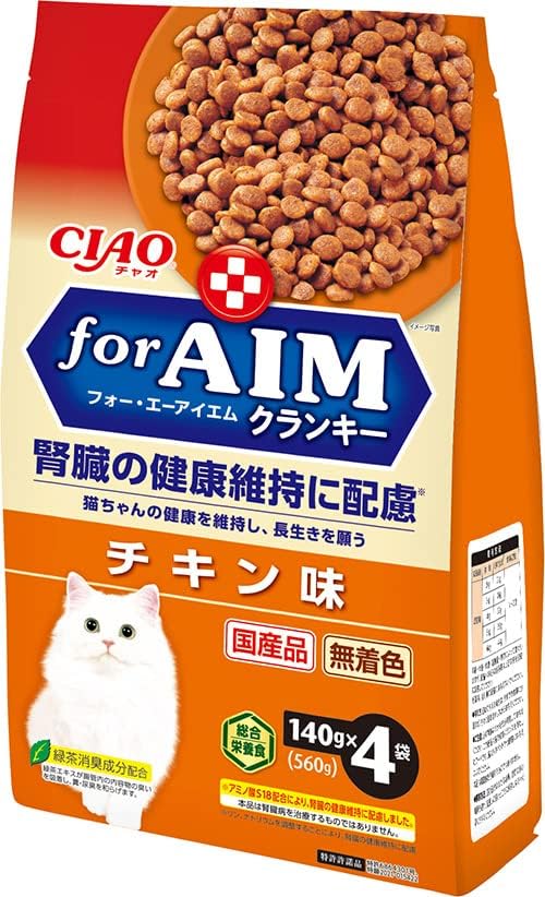 Amazon.co.jp: チャオ (CIAO) for AIM クランキー チキン味 140g×4袋 猫用 ドライフード : ペット用品