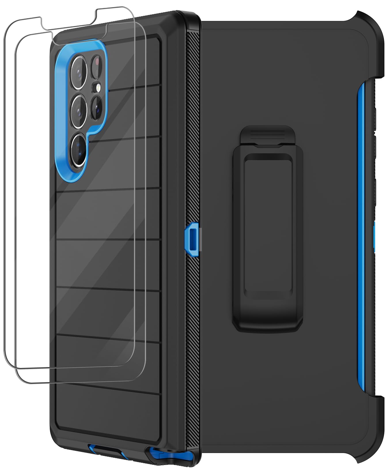 Amazon.com: for Samsung Galaxy S22 Ultra Case with Belt Clip Holster, 2x Screen Protector ...