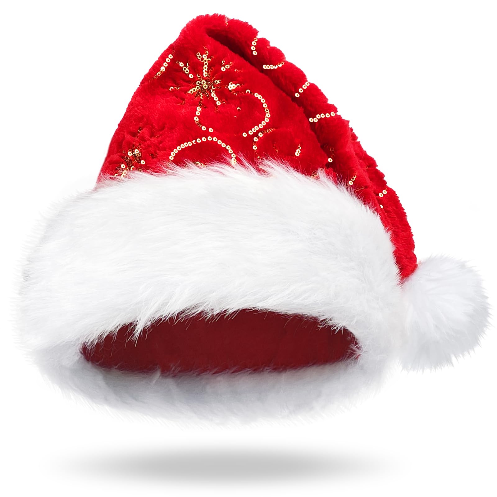 Amazon.com: QLINLEAF Red Sequin Santa Hat for Adults Sparkly Santa Hat ...