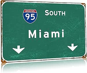 Amazon.com : Retro Metal Tin Sign South Miami Interstate 95 Highway ...