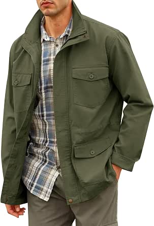 Amazon.com: Runcati Mens Military Jacket Full Zip and Button Safari ...